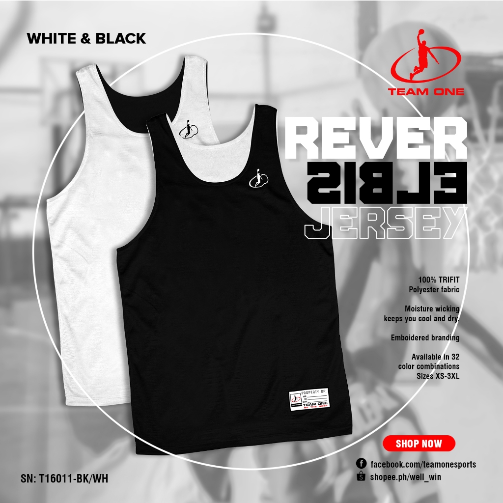 TEAM ONE Basketball Reversible Jersey Sandos | Shopee Philippines