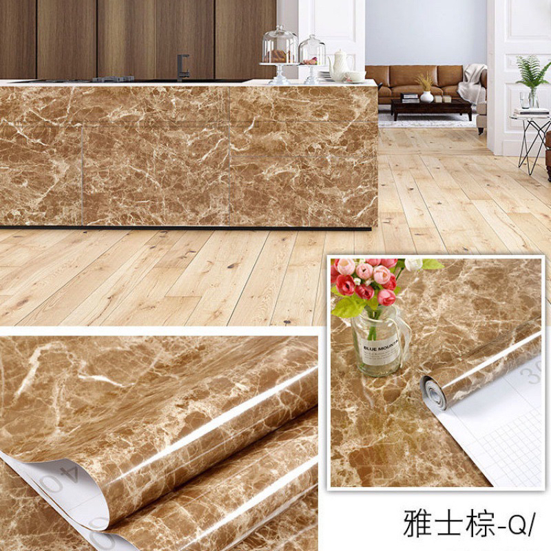 Marble Kitchen decorate Wallpaper Waterproof and Oil proof Stickers thickening Table sticker ...