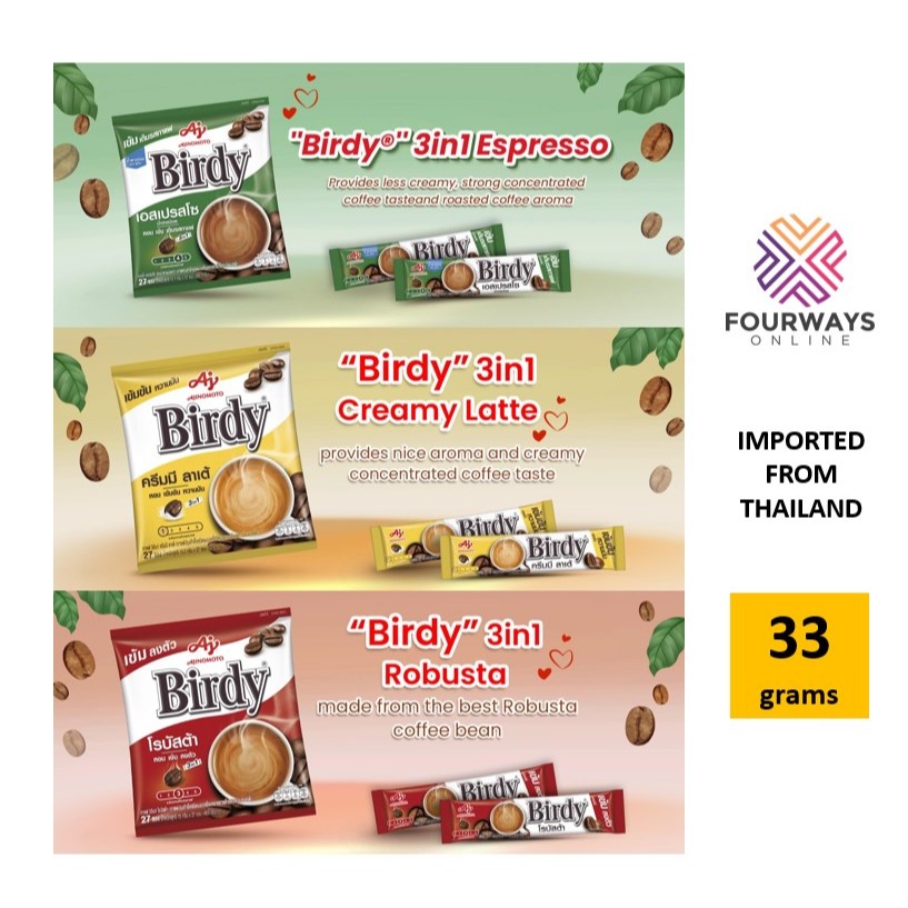Birdy 3-in-1 Coffee Stick from Thailand by Ajinomoto 1 stick | Shopee ...
