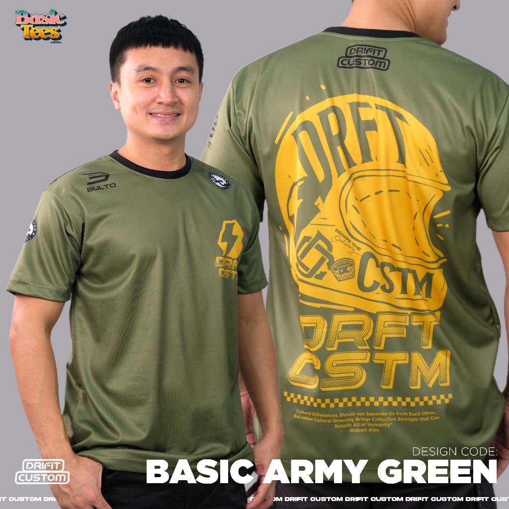 DRIFIT CUSTOM TEE - BASIC ARMY GREEN | Shopee Philippines