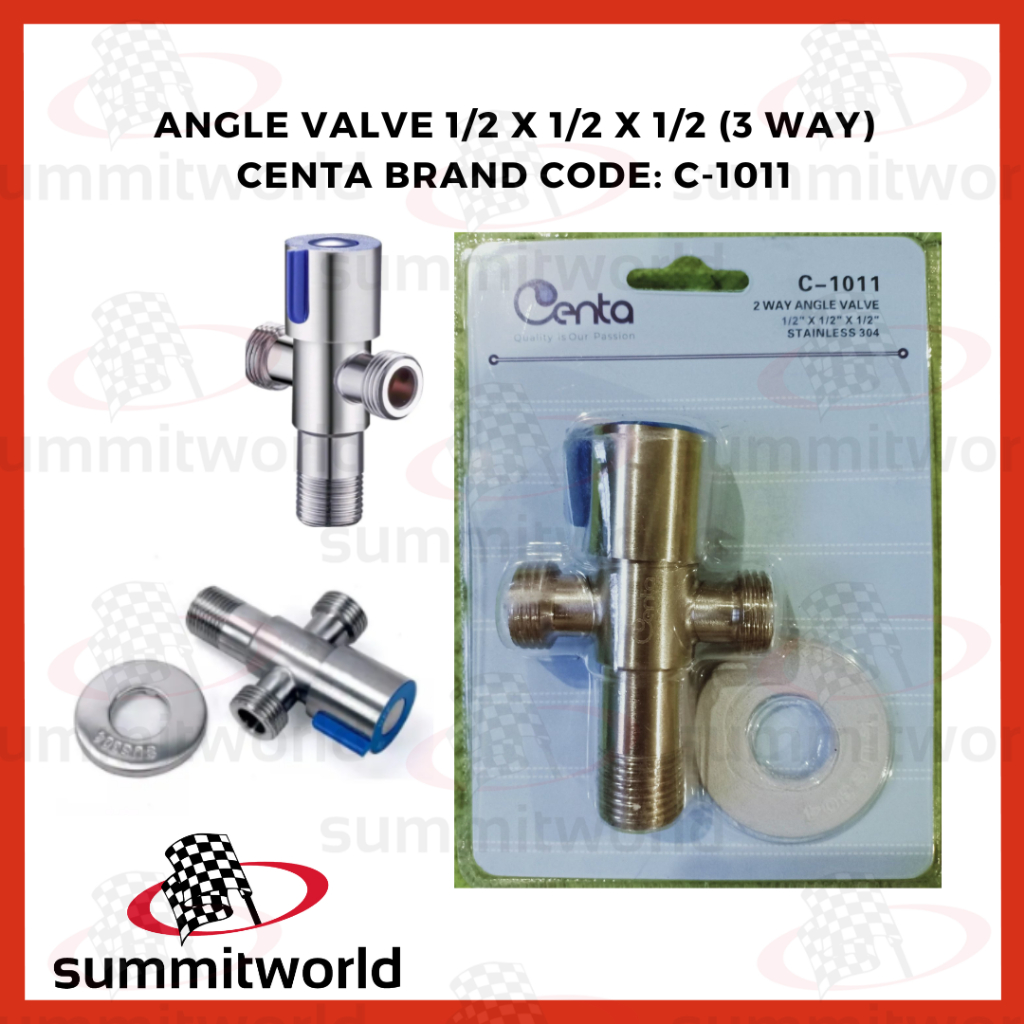 Centa Stainless (SUS 304) 3 Way Angle Valve 1/2" X 1/2" X 1/2" C-1101 ...