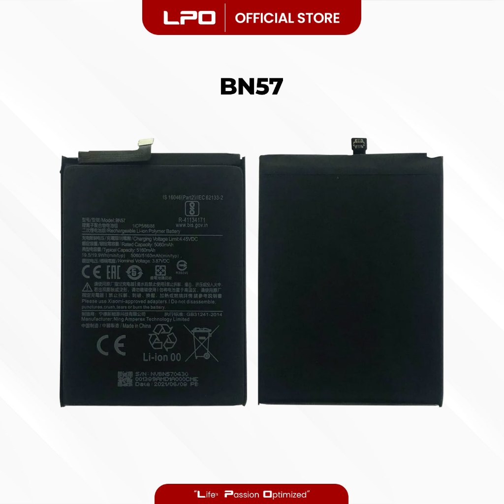 LPO Cellphone Battery BN57 3.8V 19.9Wh 5160mAh Compatible With Xiaomi ...