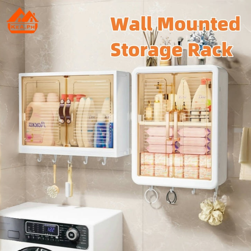 Wall Mounted Storage Box Nail-free Bathroom Cabinet Dustproof ...