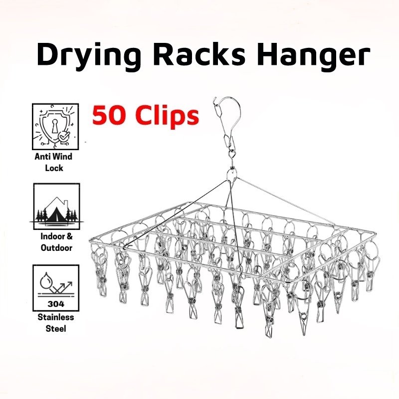 Sipitan Hanger 30 40 Clips Drying Rack Stainless Steel Clothes Hanger ...