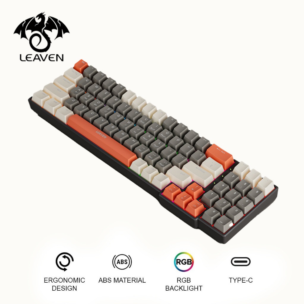 Leaven K780 78 Keys RGB Backlight Wired Detachable Hot-Swappable ...