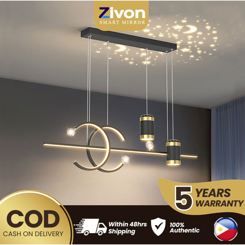 【With Starry Light &Remote】LED Dining Table Pendant Light Chandeliers ...