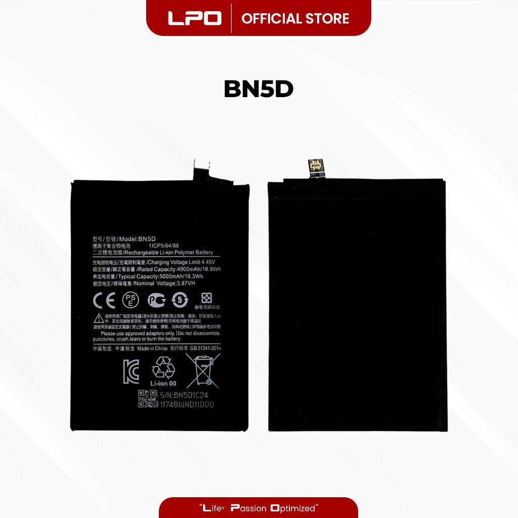LPO Cellphone Battery BN5D 3.8V 19.3Wh 5000mAh Compatible With Xiaomi ...