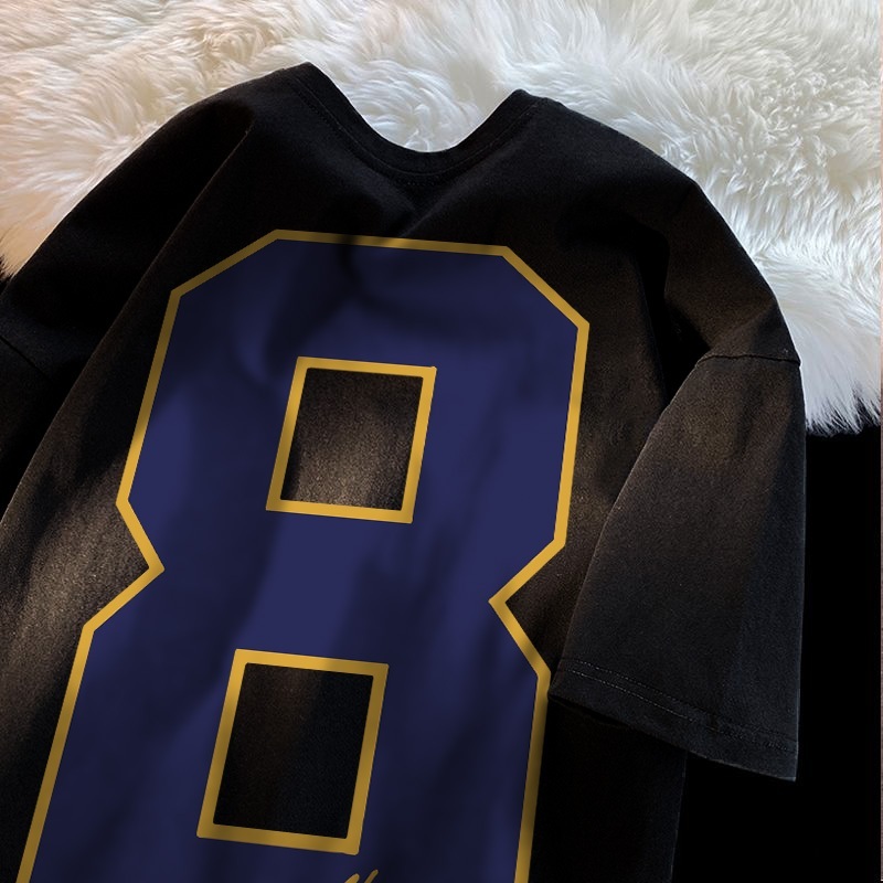 Unisex American White oversize t shirt for men Number 8 original loose ...