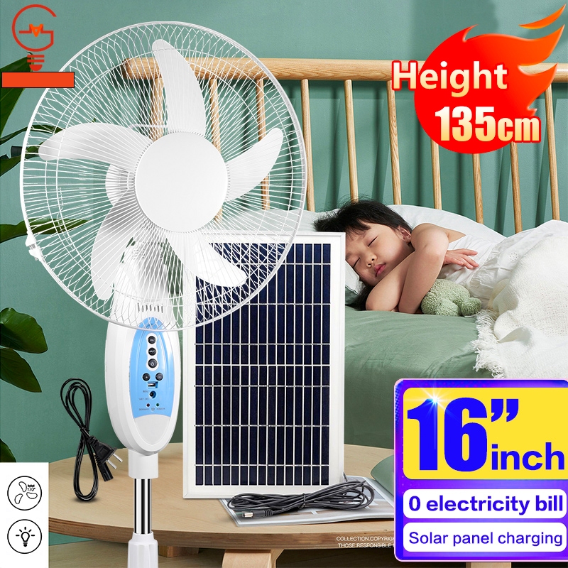 solar fan solar electric fan with pannel rechargeabl 5 blades black ...