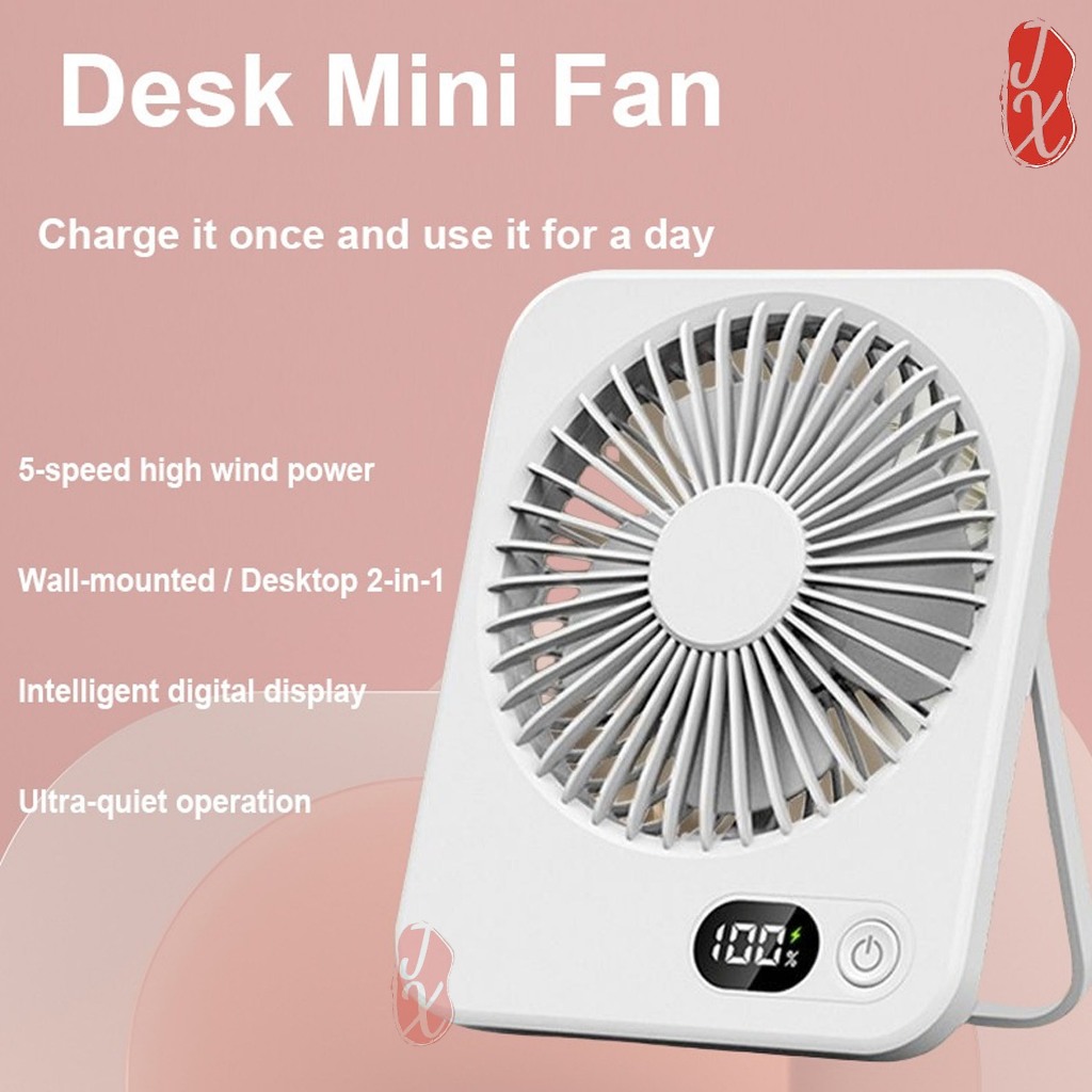 Portable mini desk fan 8000mah 5-Speeds Strong Wind Mini fan ...