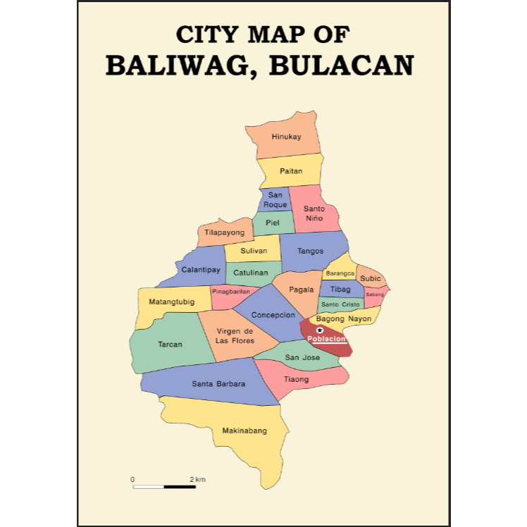 Baliwag Bulacan Map Waterproof A4 Laminated Chart | Shopee Philippines