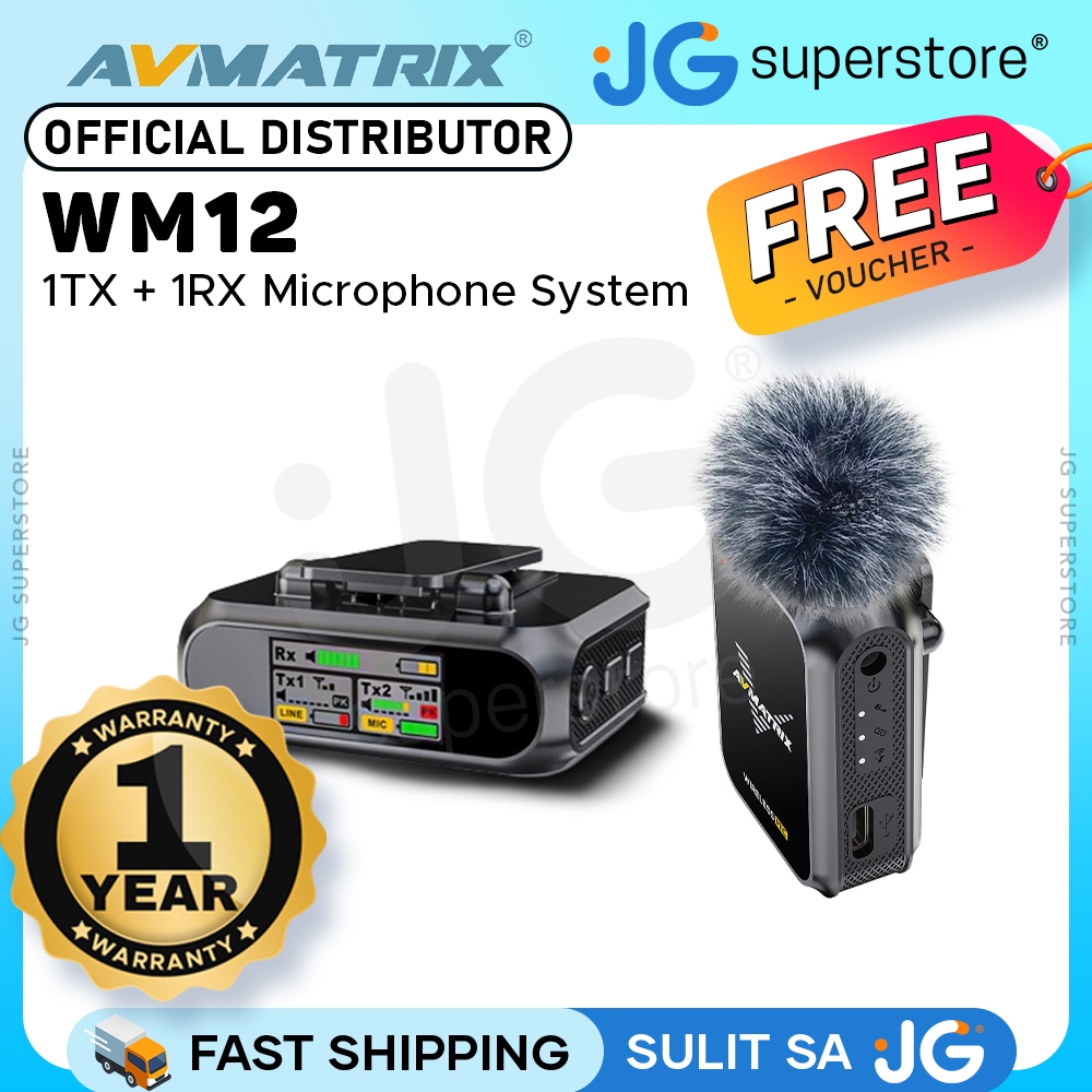 AVMATRIX WM12 Mini Wireless Microphone Transmitter Receiver System w/ 15hrs Battery & 100m ...