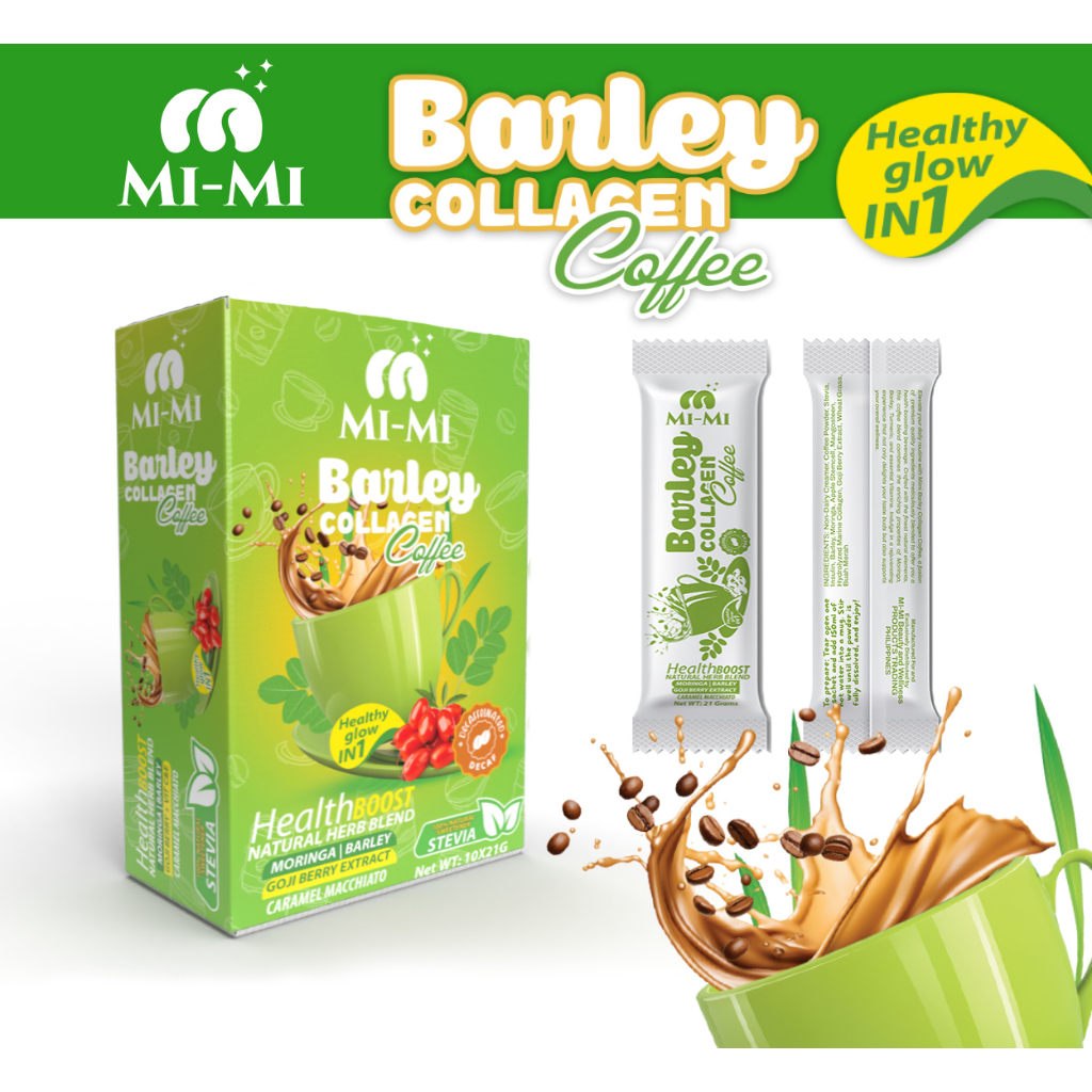 1 Box MI-MI Barley Collagen Coffee-Decaf-Caramel Macchiato flavor ...