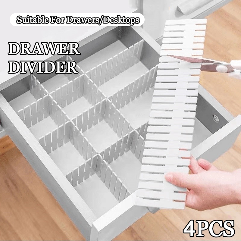 4Pcs Adjustable DIY Drawer Divider Partition Space-saving Drawer ...