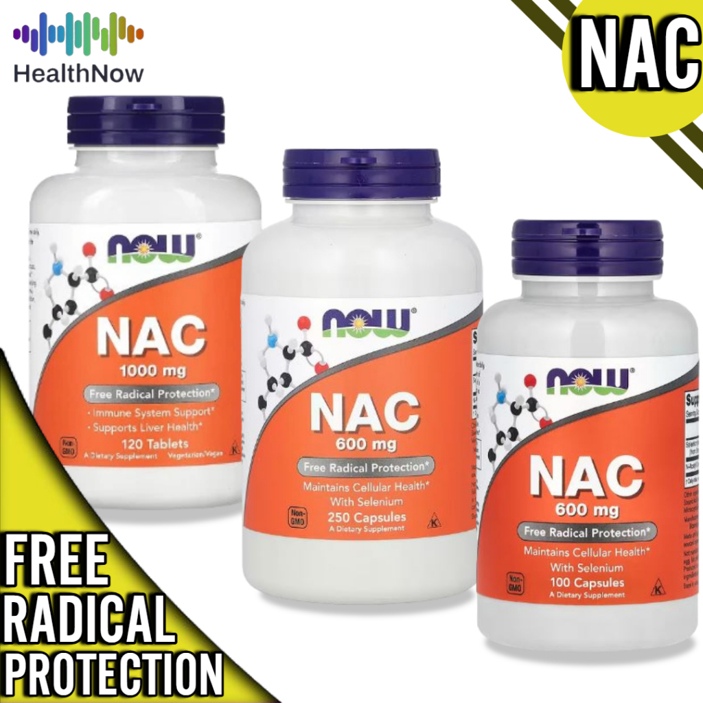 NAC N Acetyl Cysteine NOW Foods, NAC with Selenium, 100 Caps or 250 ...
