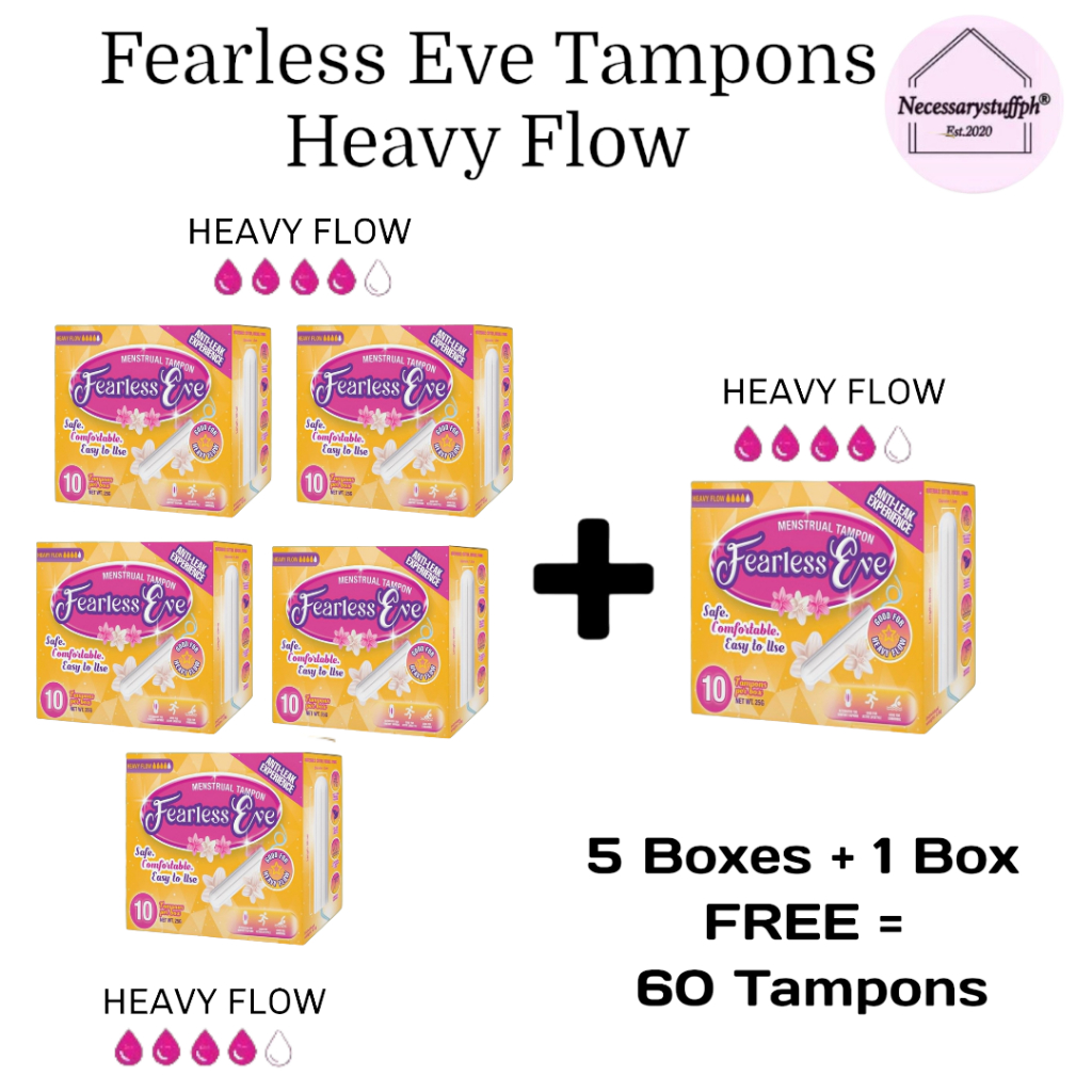 Fearless Eve HEAVY FLOW Menstrual Tampons (6 Box = 60 pcs) | Shopee ...