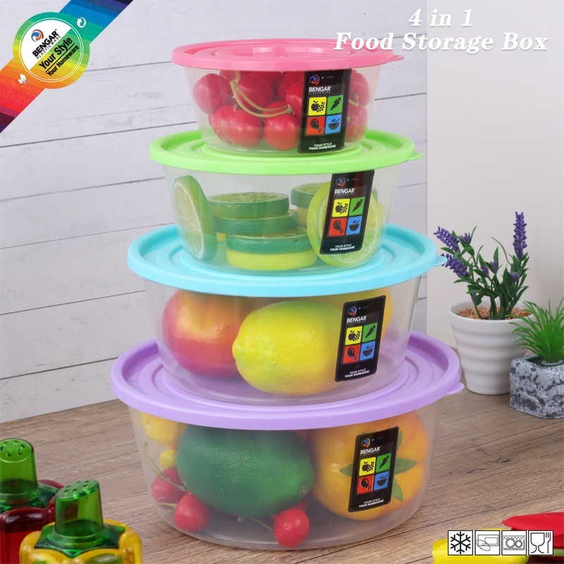 Rubenmaker - 4 In 1 Food Storage Box Round Keeper Container Set Wide ...