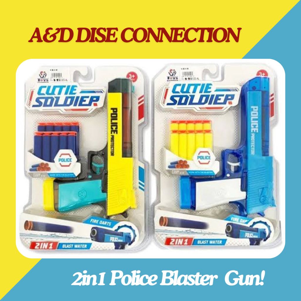 2in1 Police Blaster Toy Gun with 10pcs Foam Soft Bullets | Shopee ...
