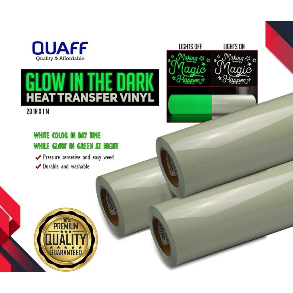 (20inches * 1meter) QUAFF Glow in the dark Heat Transfer Vinyl (CDU-34 ...