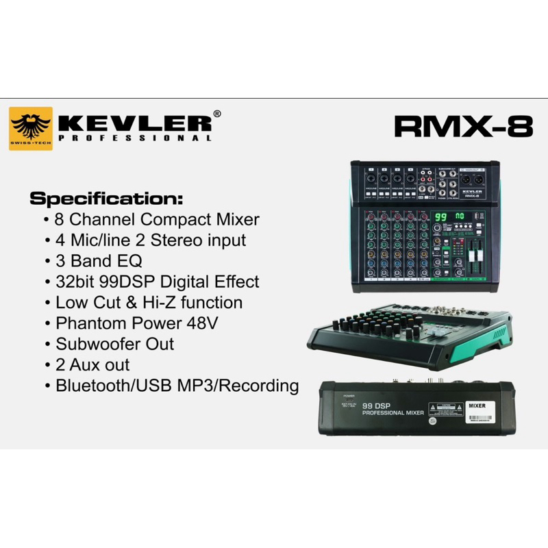 Kevler RMX-8 8Channel Compact Audio Mixer 2024 Model | Shopee Philippines