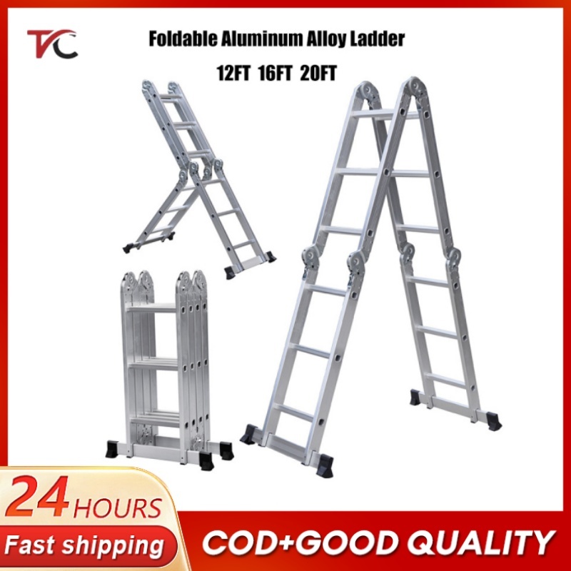 Foldable Ladder 12FT 16FT 20FT Aluminum Alloy Ladder Adjustable Multi ...