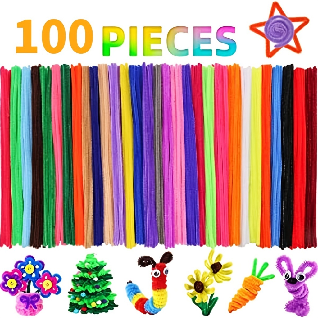 100Pcs Twisting Bar Chenille Stems Wire Pipe Plush Stick DIY Material ...