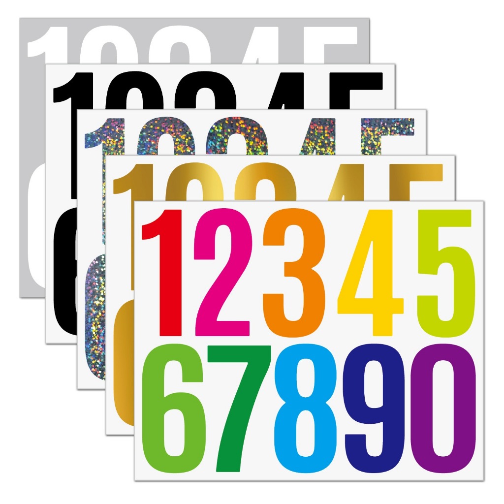 3 Inches water proof Large Sheet Colourful Number Stickers Alphanumeric ...