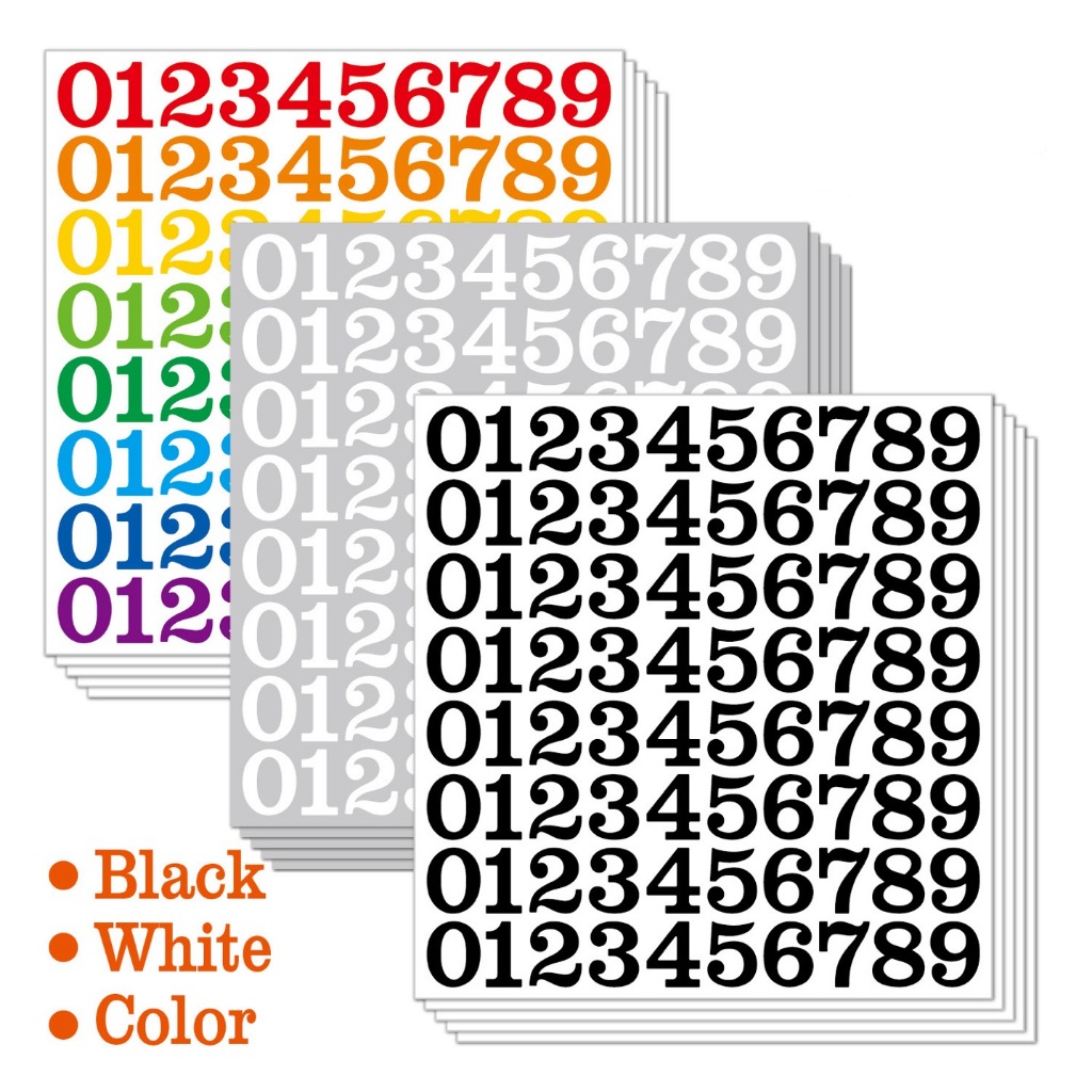 1 sheet 1 Inches water proof Large Sheet Number Stickers Alphanumeric ...