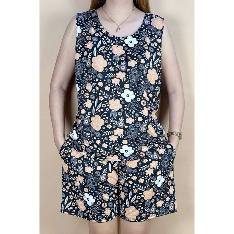 TERNO - Printed Sleeveless and Shorts Pambahay Pantulog for Adults w ...