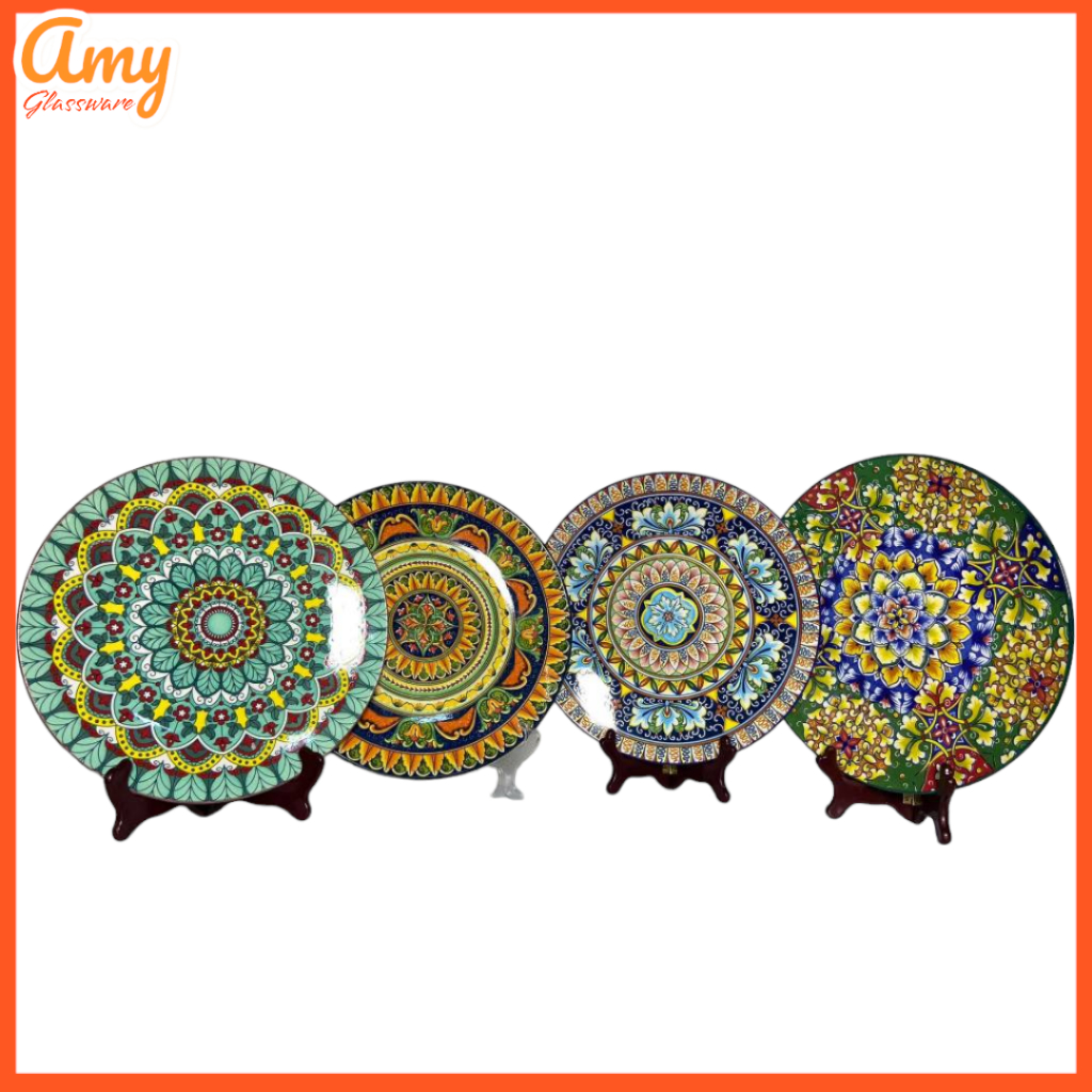 Ceramic Vintage Moroccan Tableware Dinner Serving Plate 10inch | Shopee ...