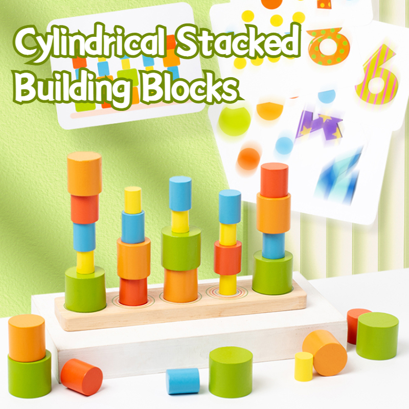 Montessori Educational Toys for Kids Cylindrical Stacked Building ...