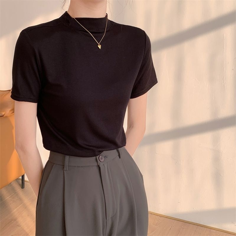 classic design timeless plain basic solid color minimalist top t-shirt ...