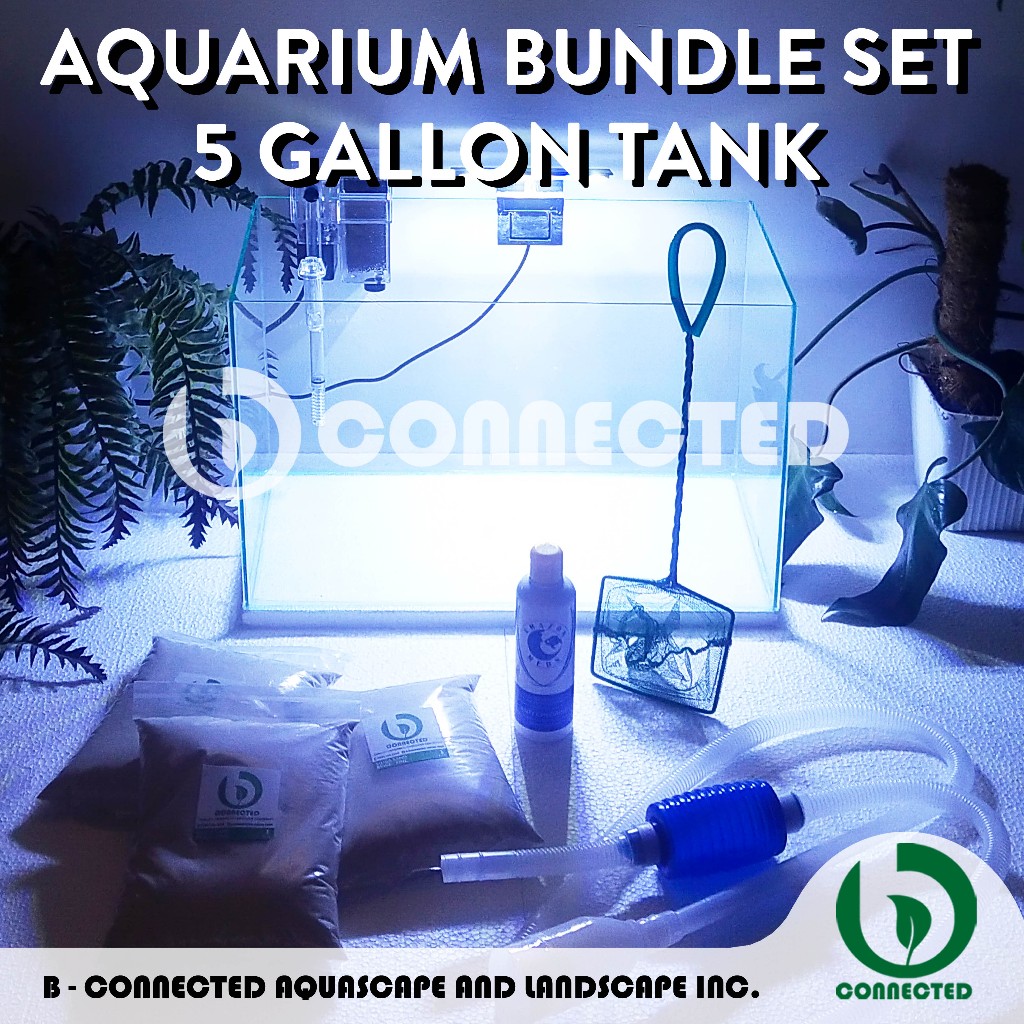 AQUARIUM BUNDLE SET 5 GALLON FISH GLASS TANK COMPLETE SET ACCESSORIES W ...