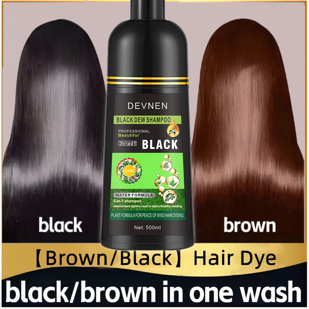 DEVNEN 500ML Black Hair Shampoo Hair Dye Shampoo Turn Your White Hair ...