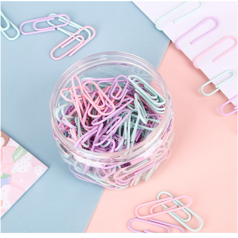 100PC 160PC Bucket Pastel Paper Clips Morandi paper Pins Documents ...