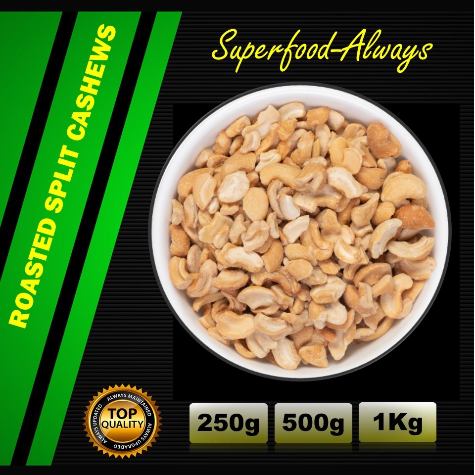 Roasted Split Cashews No Oil, Unsalted (250g, 500g, 1Kg) by Superfood ...