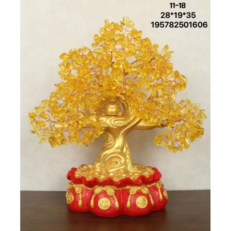 Fengshui Golden Wealth Tree Citrine Tree with Money Frog In Wealth Pot ...