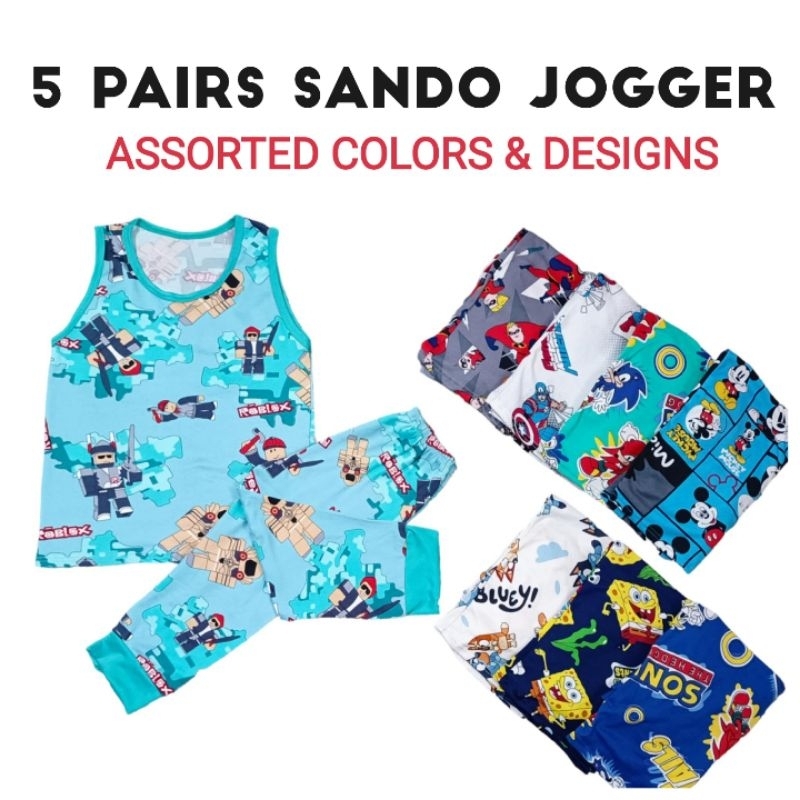 5 pairs Sando Jogger - Assorted colors and prints | Shopee Philippines