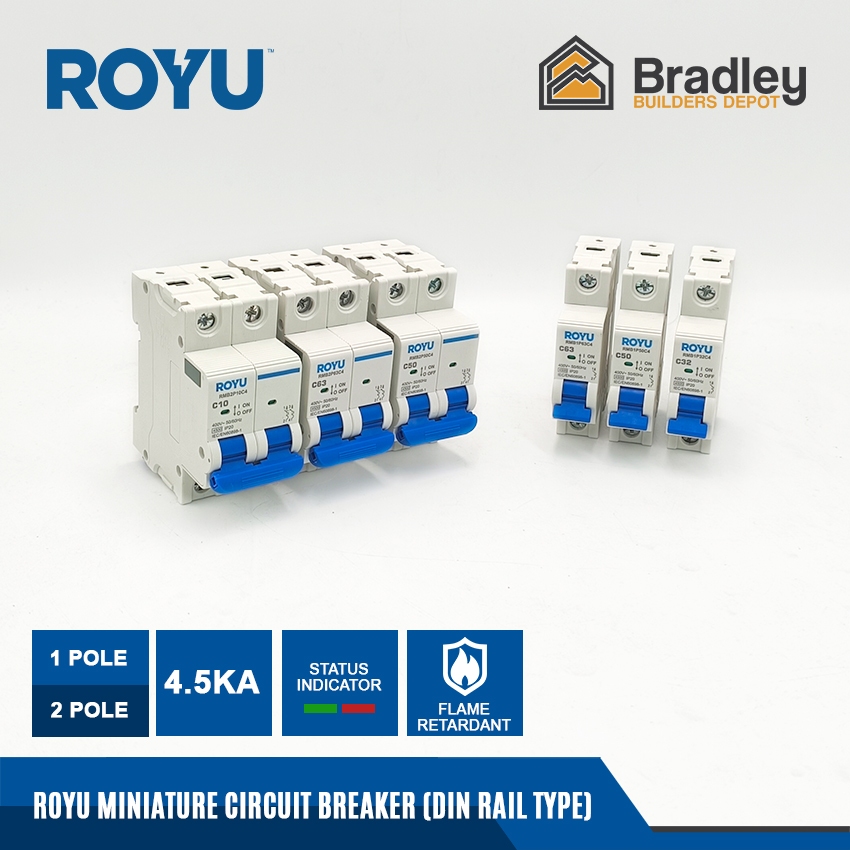 Royu Miniature Circuit Breaker (DIN Rail Type) 2 Pole and 1 Pole ...