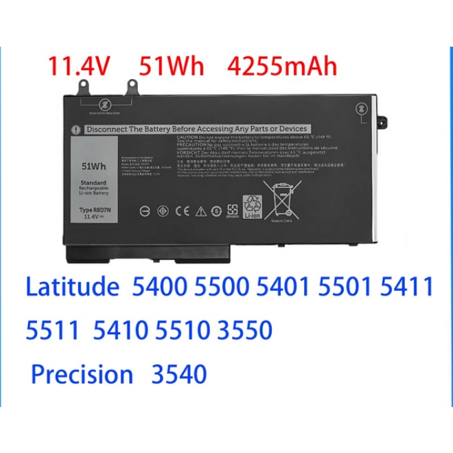 R8D7N 1V1XF Laptop Battery for Dell Latitude 5400 5410 5500 5510 3540 ...