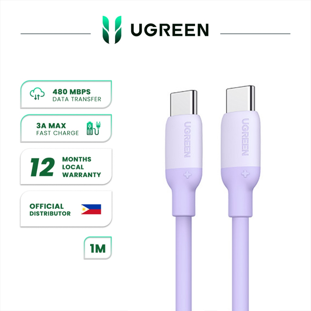 UGREEN USB-C to USB-C PD Fast Charging Silicone Cable Purple 1m - PH ...