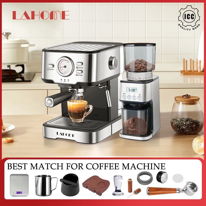 LAHOME Bundle:20 Bar Espresso Coffee Maker + ELectric Burr Grinder ...