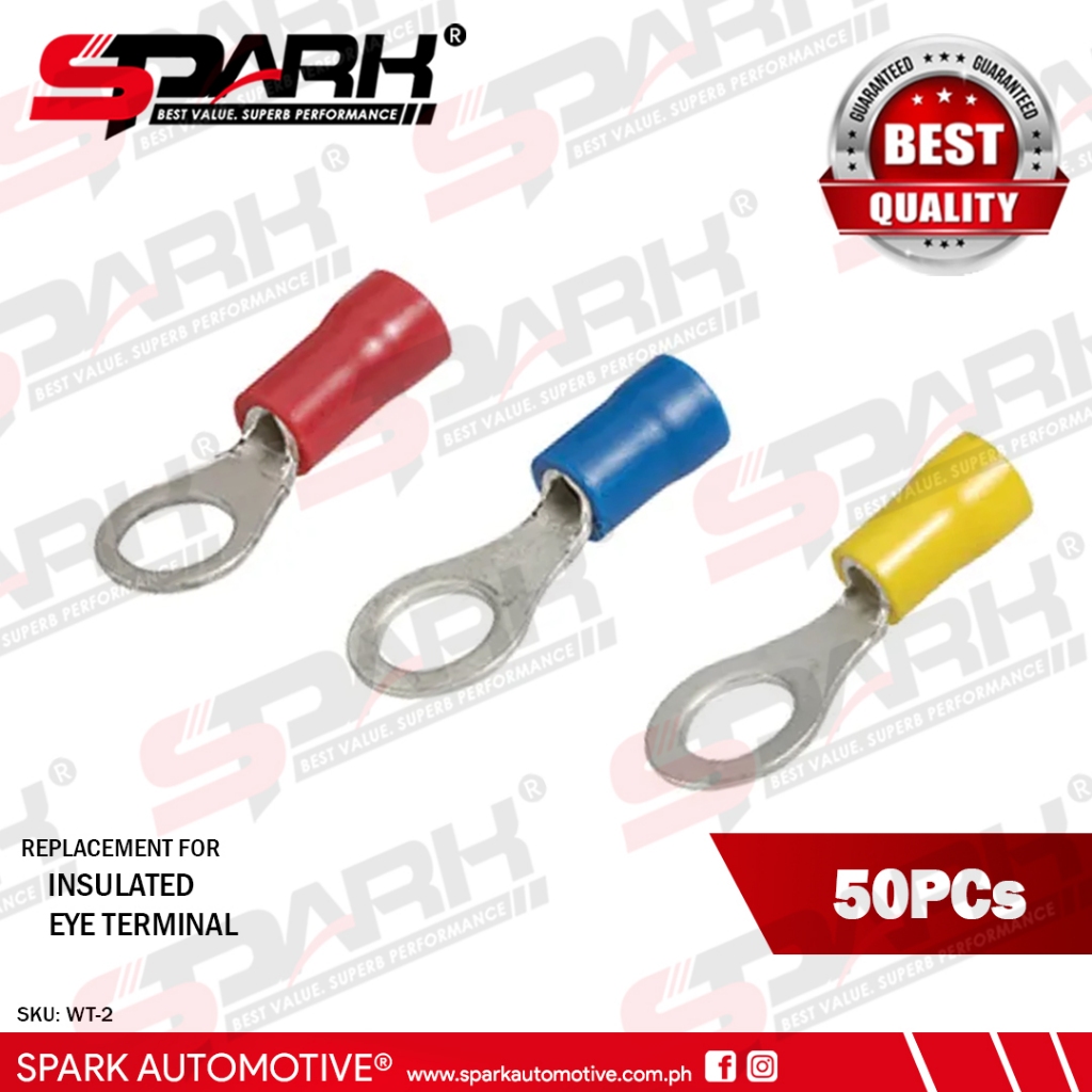 (50 pcs) Insulated Ring Terminal Wire Connector Lugs Copper RVL2-3.5 ...