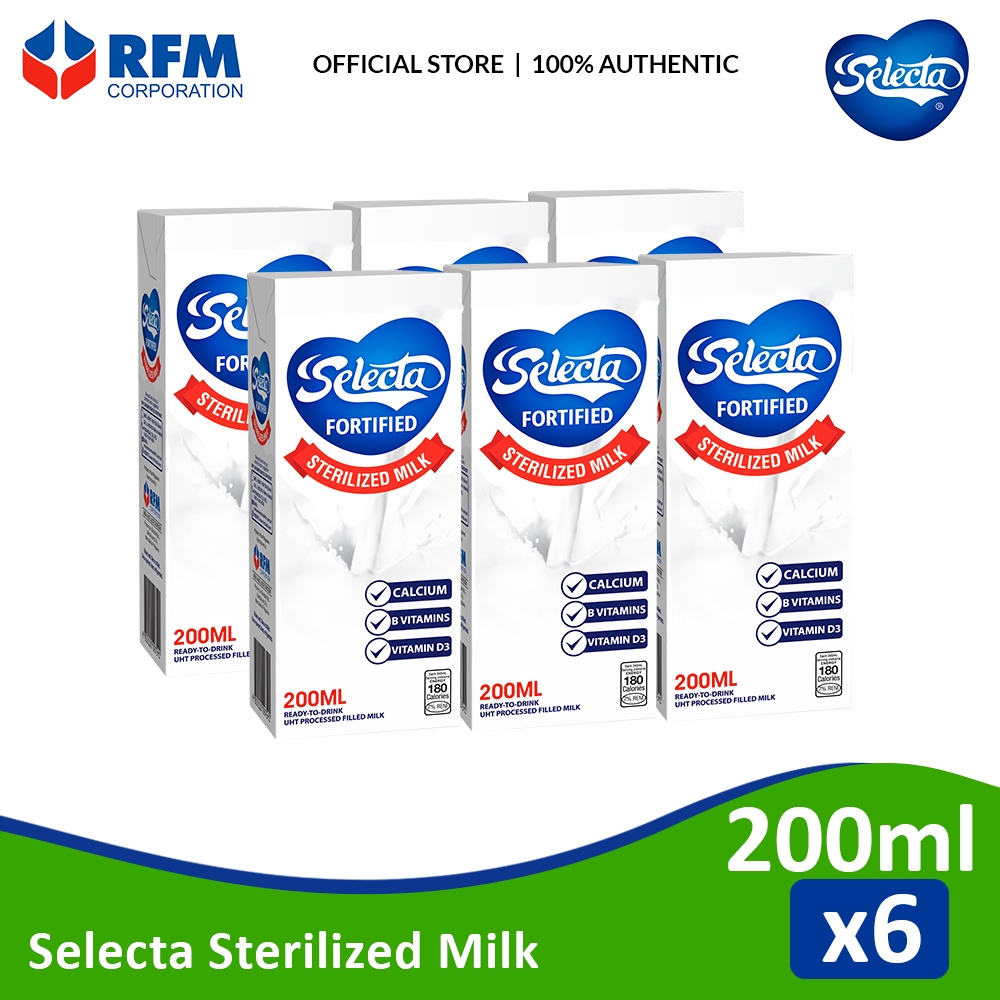 Selecta Sterilized Milk Snack Pack 200ml - Set of 6s | Shopee Philippines