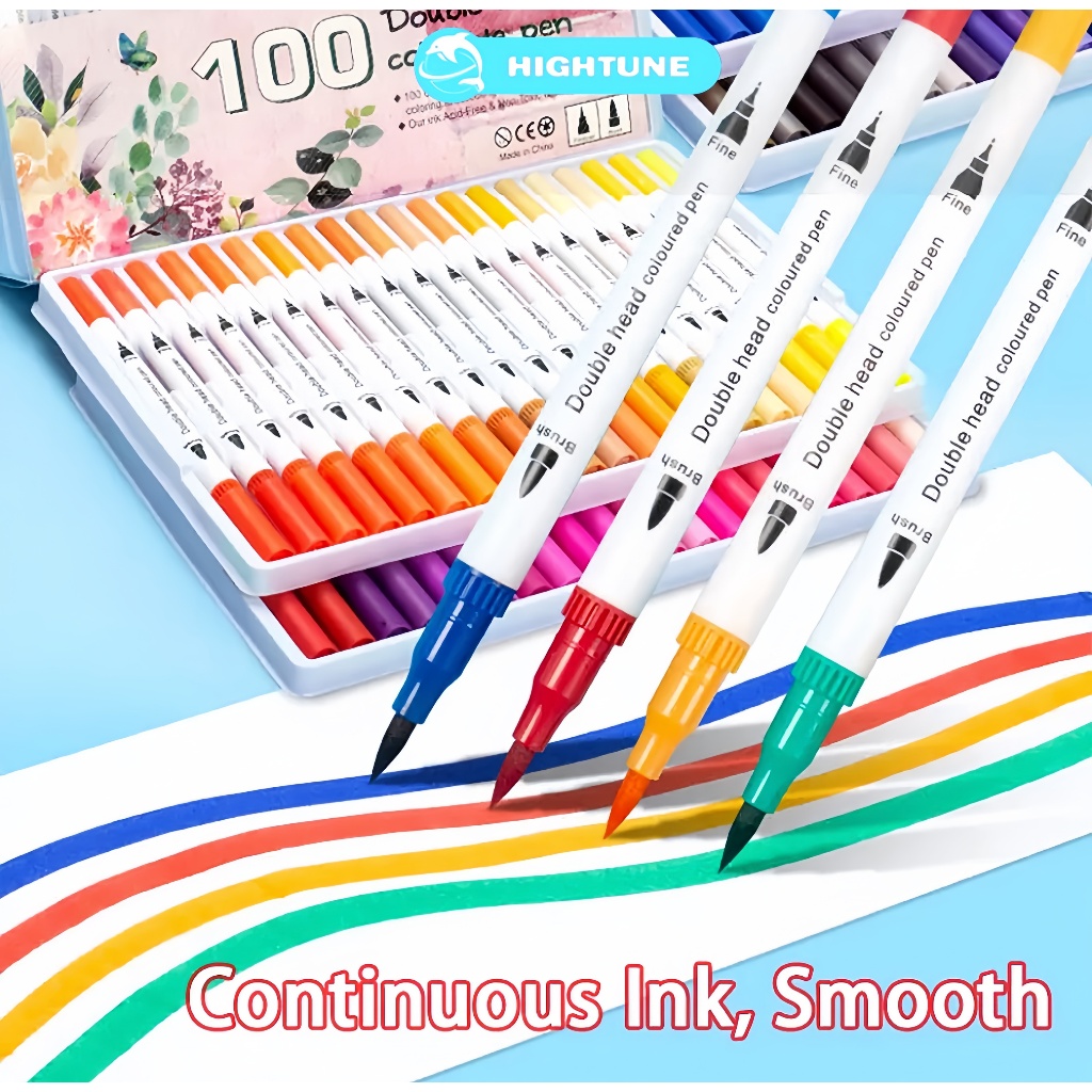 HIGHTUNE 120Colors Brush Pen Dual Tip Highlighter Marker Pens Painting ...