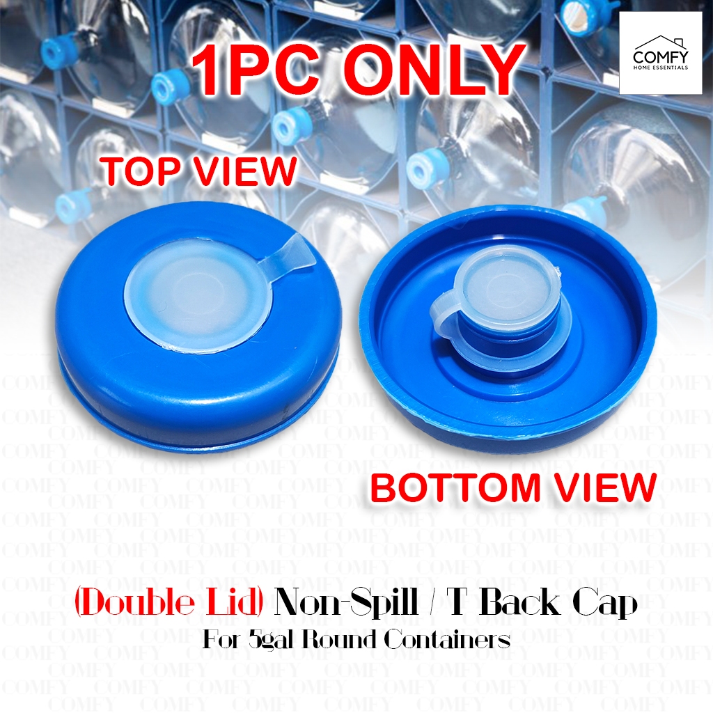 1PC (Double Lid) High Quality Non-Spill Cap T Back Cap 5 Gallon Mineral ...