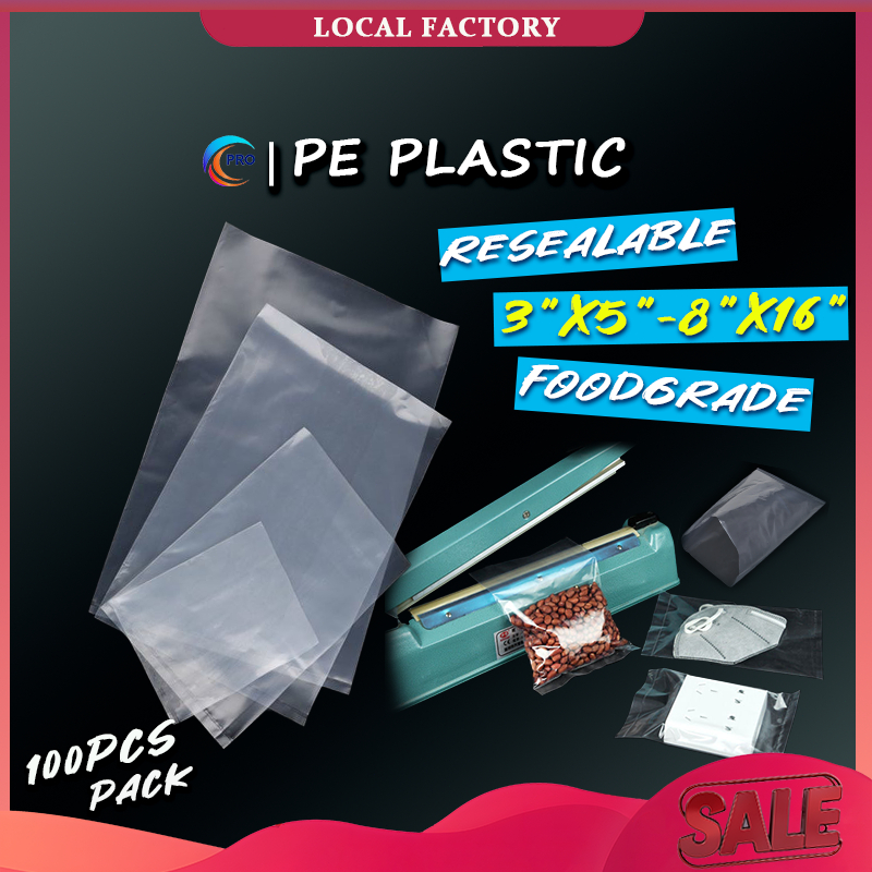 100 PCS Food Grade PE Plastic Bags - Diverse Sizes, Thickness 002 ...