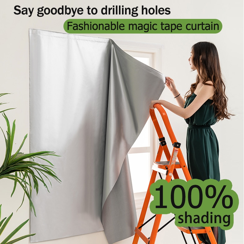 【Punch Free】Blackout Curtain For Window Plain Curtain Kurtina For ...