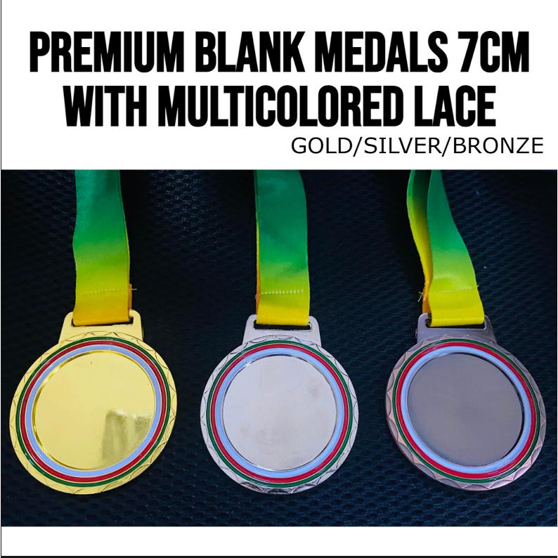 ( NEW ) PREMIUM BLANK MEDALS 7CM WITH MULTICOLORED LACE. | Shopee ...