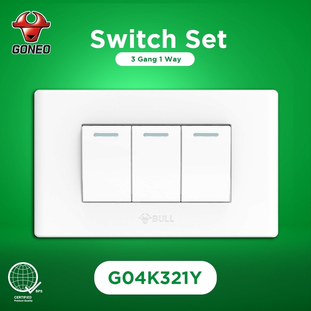 BULL 3 Gang 1 Way Wall Switch G04K321Y | Shopee Philippines